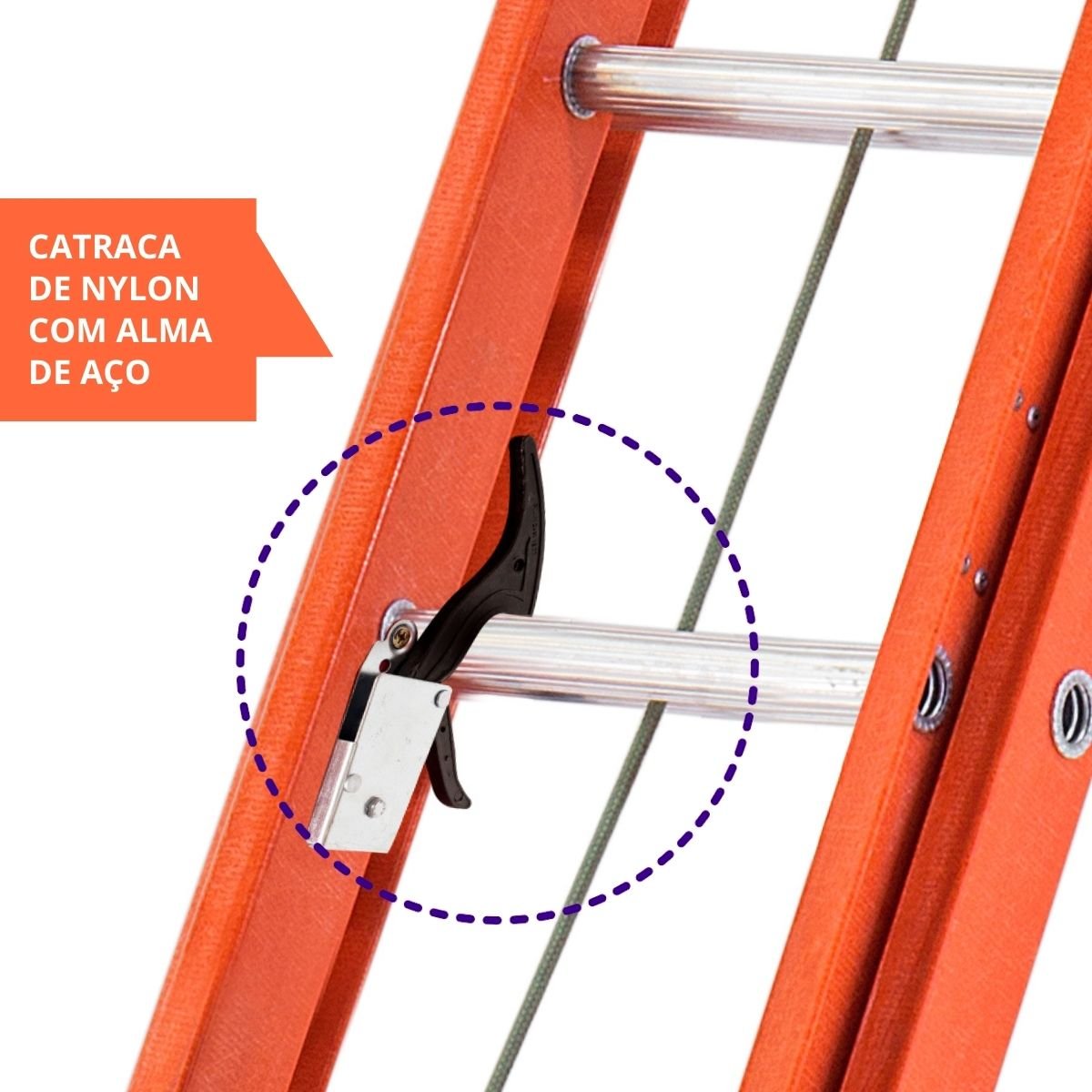 Escada Fibra de Vidro Extensiva Degrau Vazado Redondo - EAFV