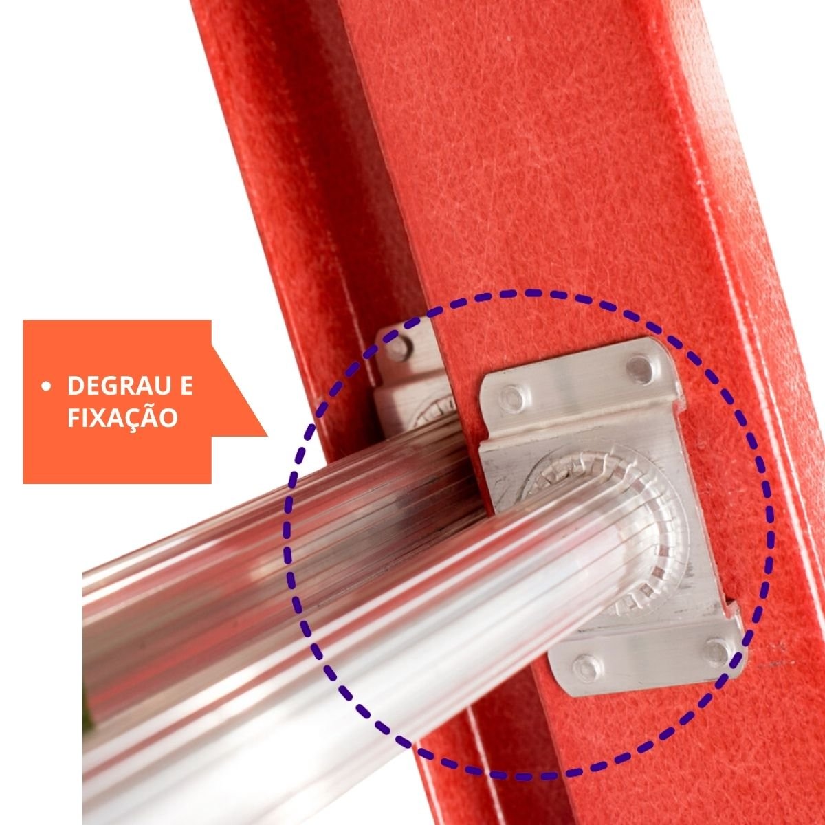 Escada Fibra de Vidro Extensiva Degrau Rebitado Redondo - EAFR da D-Graal