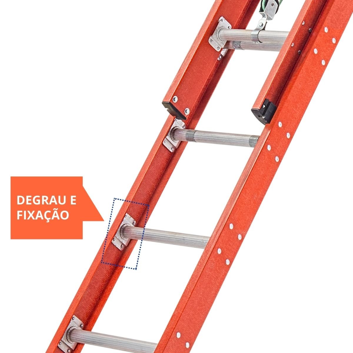 Escada Fibra de Vidro Extensiva Degrau Rebitado D - EAFRD